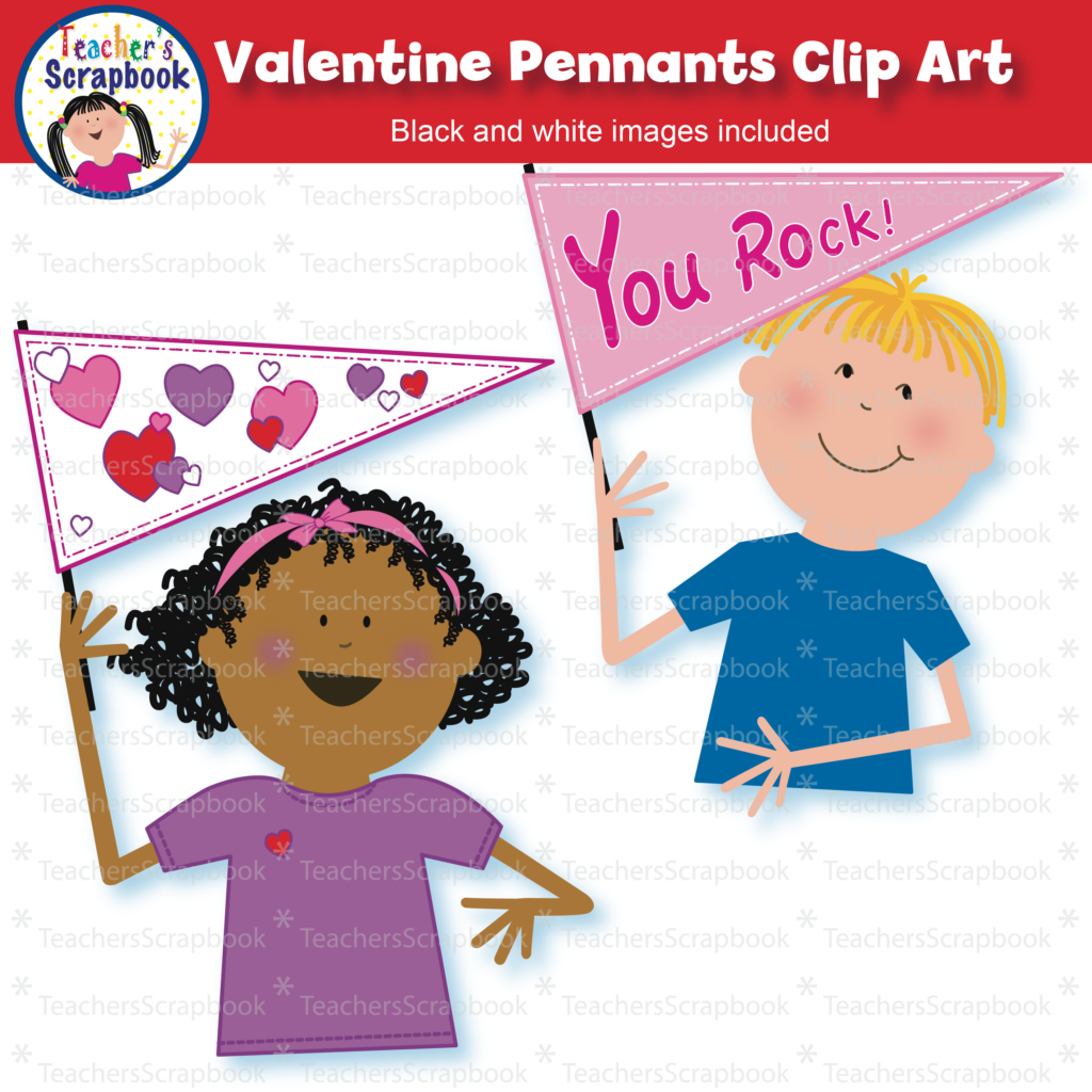 Valentine Pennants Clip Art | Made By Teachers