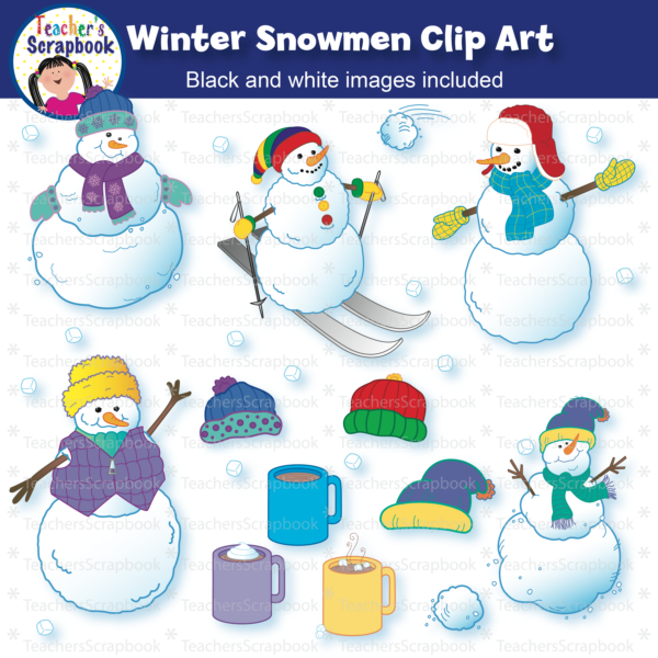 Winter Snowmen Clip Art | Made By Teachers