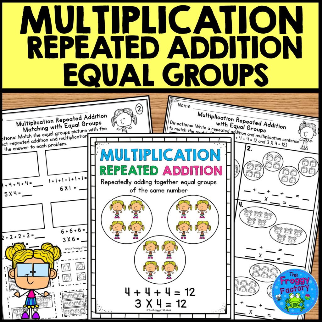 Multiplication as Repeated Addition Equal Groups Worksheets | Made By ...