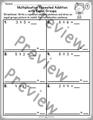 Multiplication as Repeated Addition Equal Groups Worksheets | Made By ...
