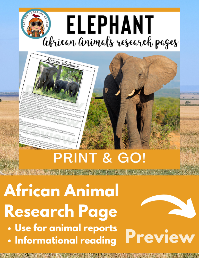 African elephant Animal Research Pages for animal research paper | Made ...