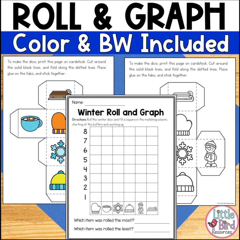 Winter Bar Graphs Worksheets and Activities | January Math inc Roll and ...