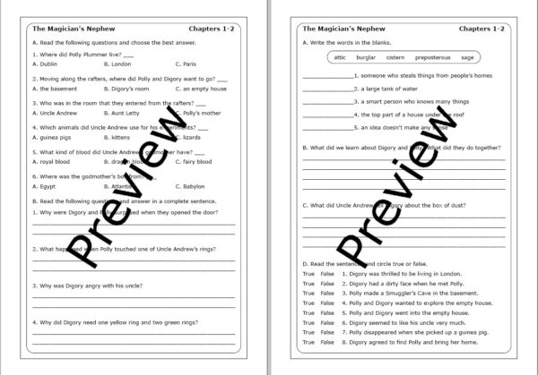 C. S. Lewis "The Magician's Nephew" worksheets | Made By Teachers
