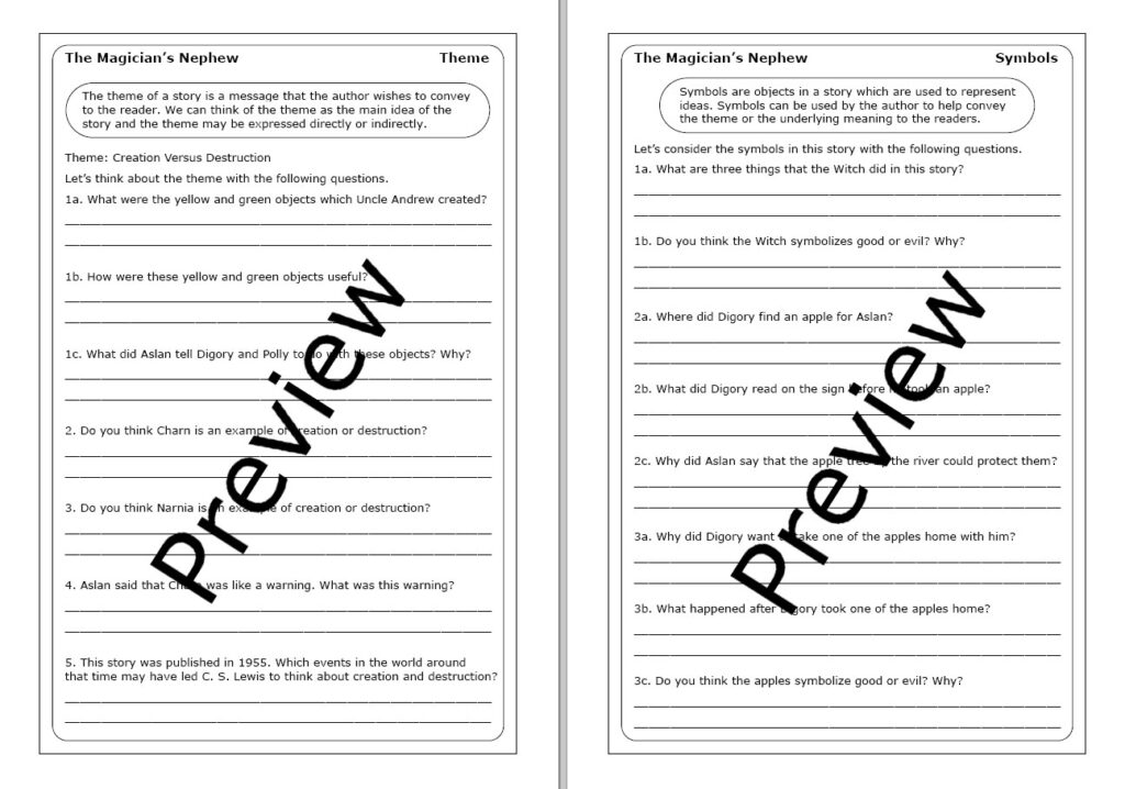 C. S. Lewis "The Magician's Nephew" worksheets | Made By Teachers