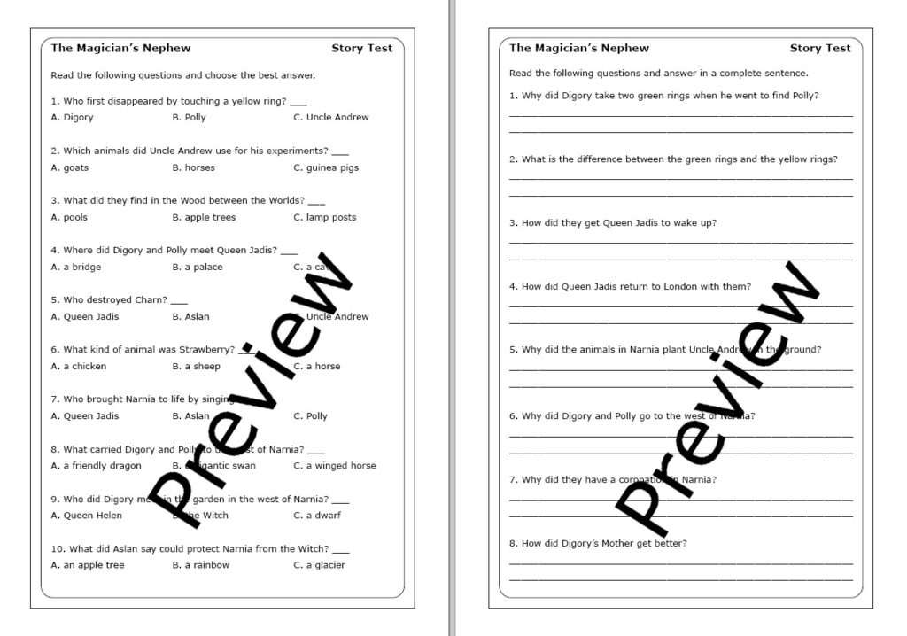 C. S. Lewis "The Magician's Nephew" worksheets | Made By Teachers