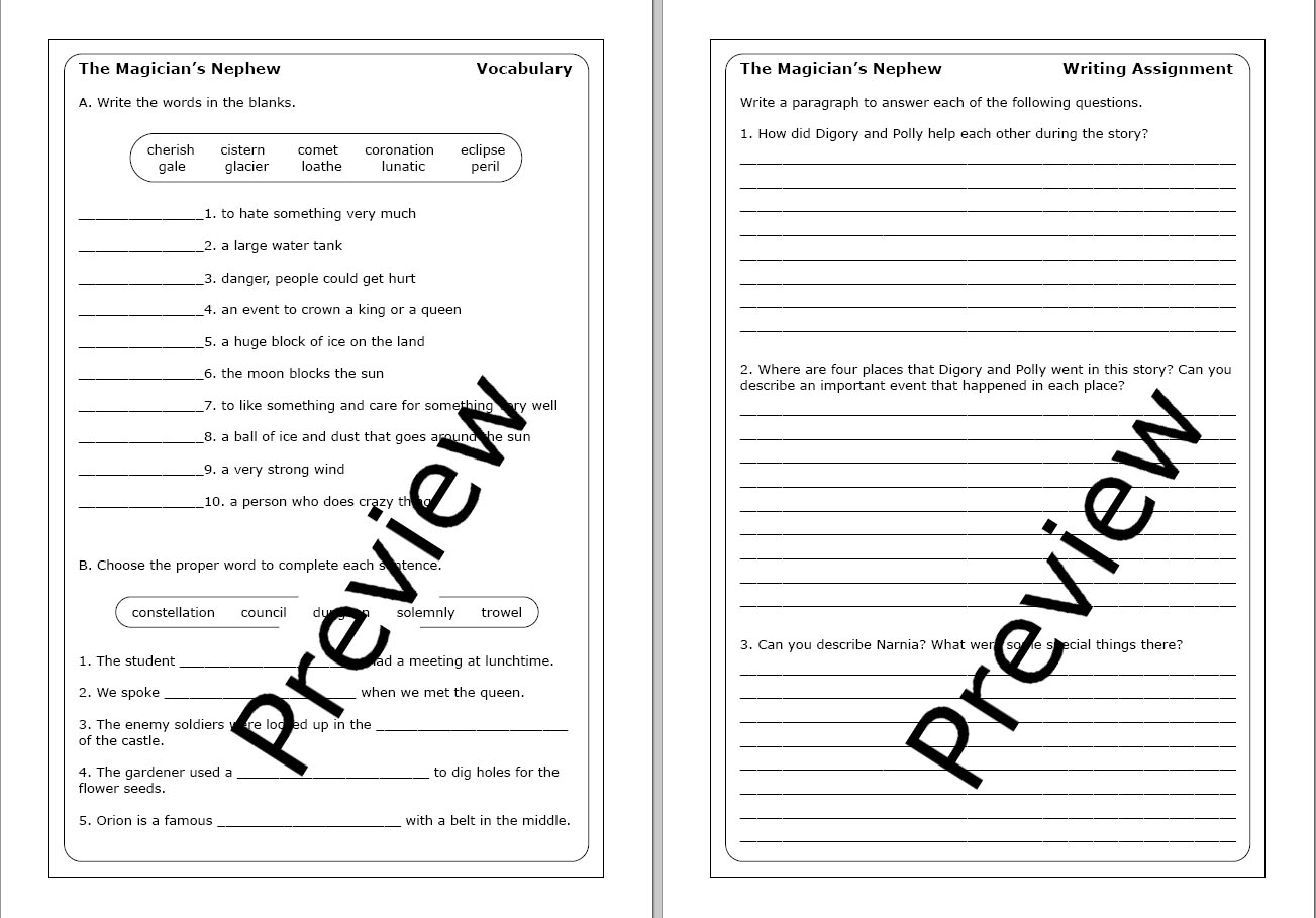 C. S. Lewis "The Magician's Nephew" worksheets | Made By Teachers