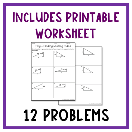 Right Triangle Trigonometry Finding Side Lengths Activity Digital Pixel ...
