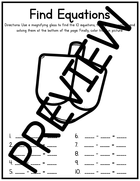 Kindergarten NO-PREP Hanukkah (Chanukah) Worksheets! Subtraction Math ...