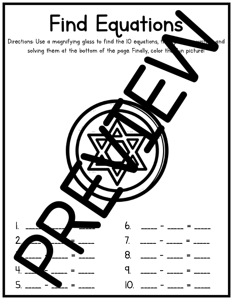 Kindergarten NO-PREP Hanukkah (Chanukah) Worksheets! Subtraction Math ...