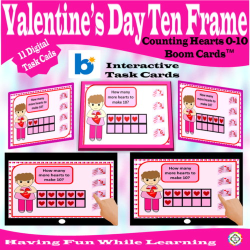 Valentine’s Day Ten Frame Counting Hearts 0-10 Boom Cards | Made By ...
