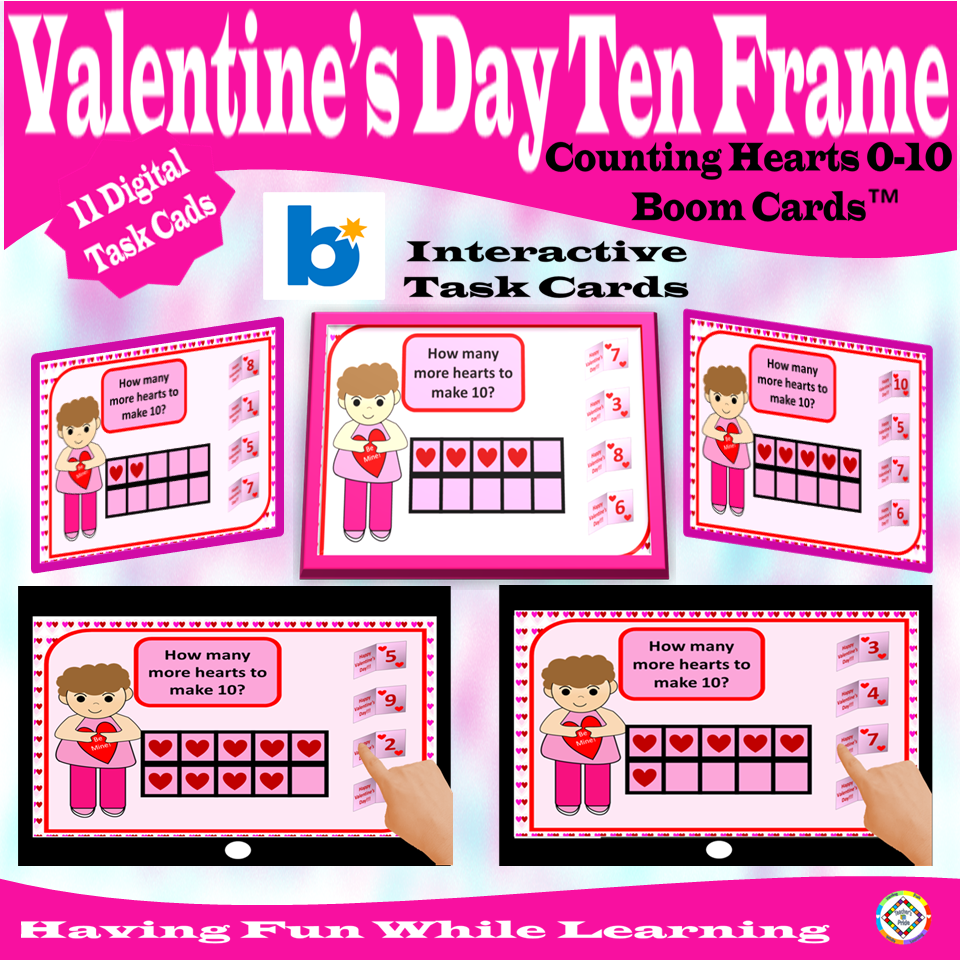 Valentine’s Day Ten Frame Counting Hearts 0-10 Boom Cards | Made By ...