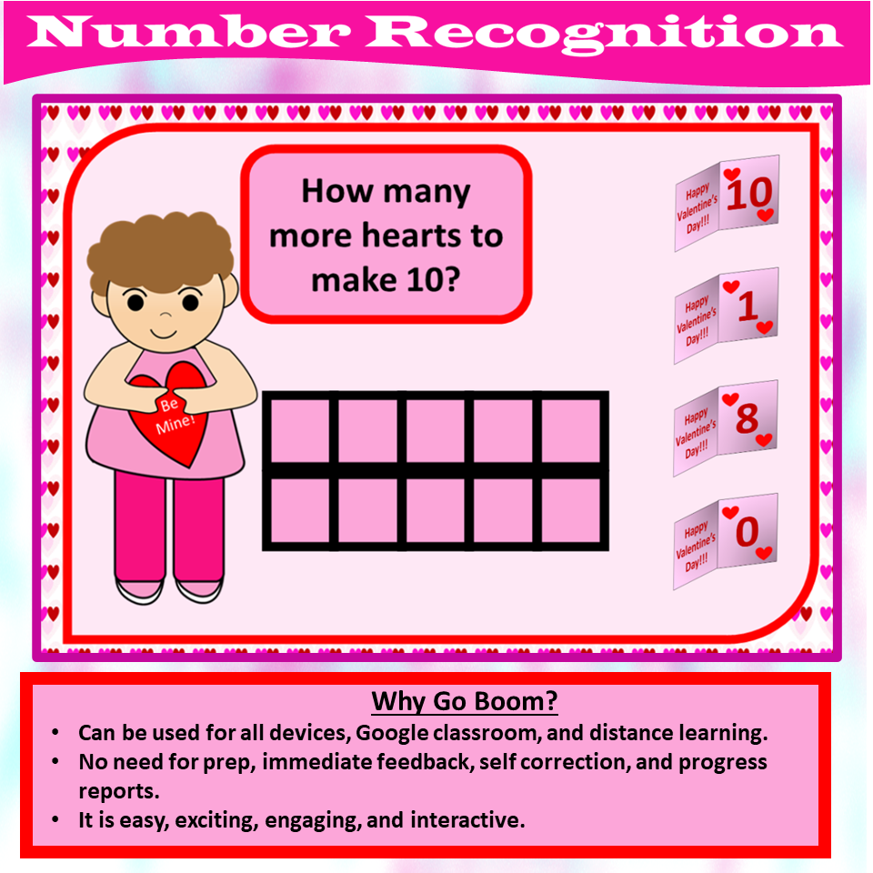Valentine’s Day Ten Frame Counting Hearts 0-10 Boom Cards | Made By ...