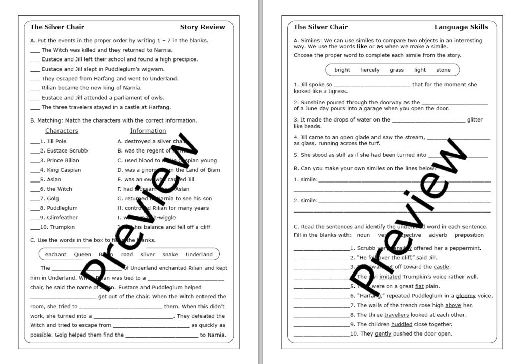 C. S. Lewis "The Silver Chair" worksheets | Made By Teachers