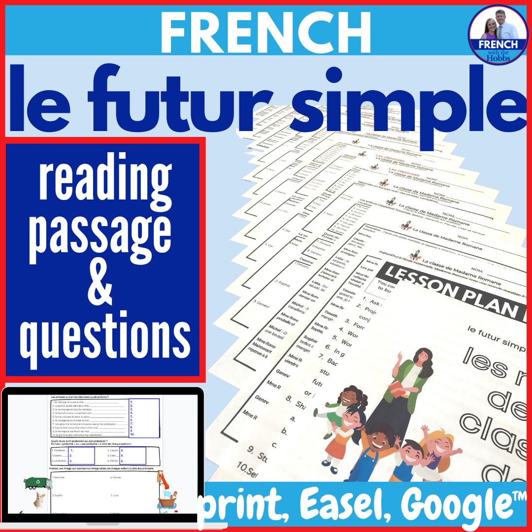 French Family Reading Comprehension Print & Google Forms | Made By Teachers