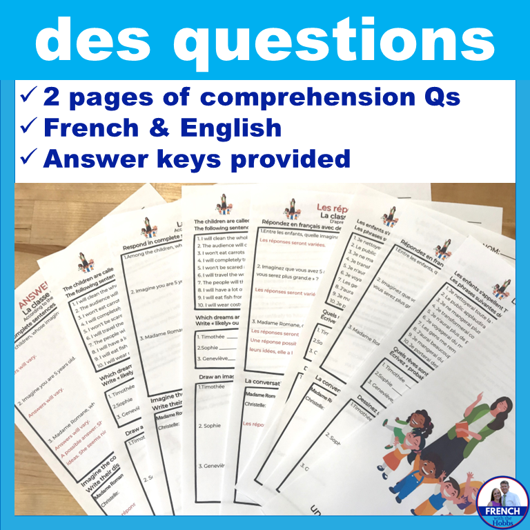 French Future Tense Reading Comprehension & Questions futur simple ...