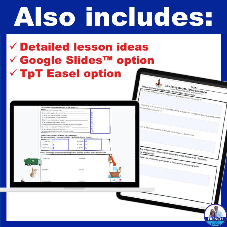 French Future Tense Reading Comprehension & Questions futur simple ...