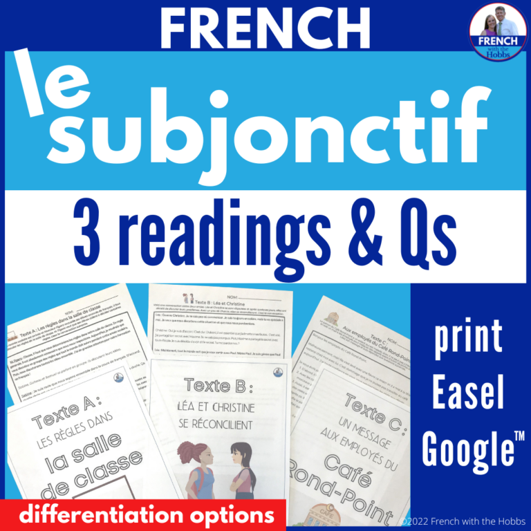 French Subjunctive Reading Comprehension Passages & Questions ...