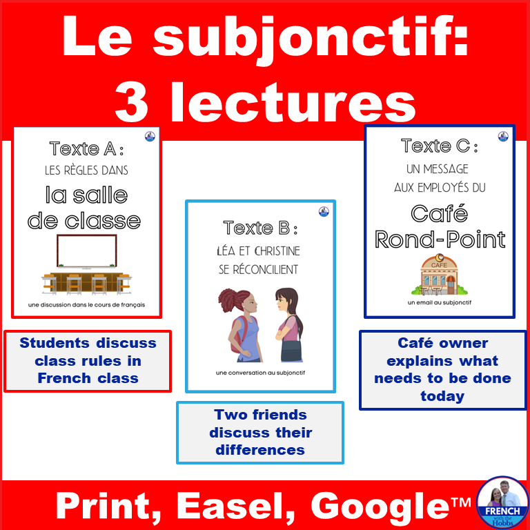 French Subjunctive Reading Comprehension Passages & Questions ...