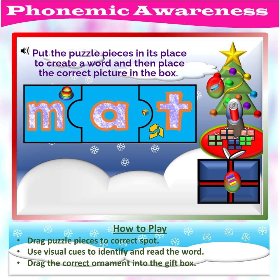 Christmas CVC Short Vowel A Jigsaw Puzzle Boom Cards | Made By Teachers