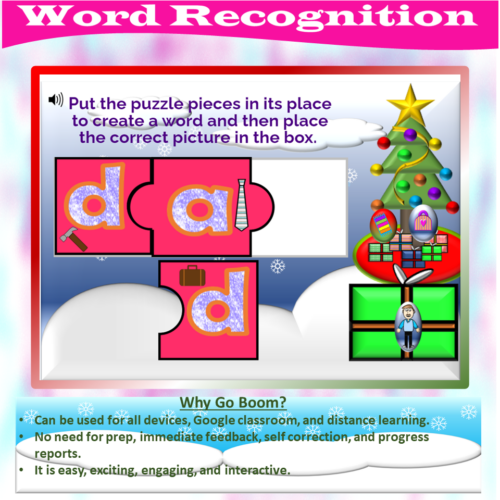 Christmas CVC Short Vowel A Jigsaw Puzzle Boom Cards | Made By Teachers