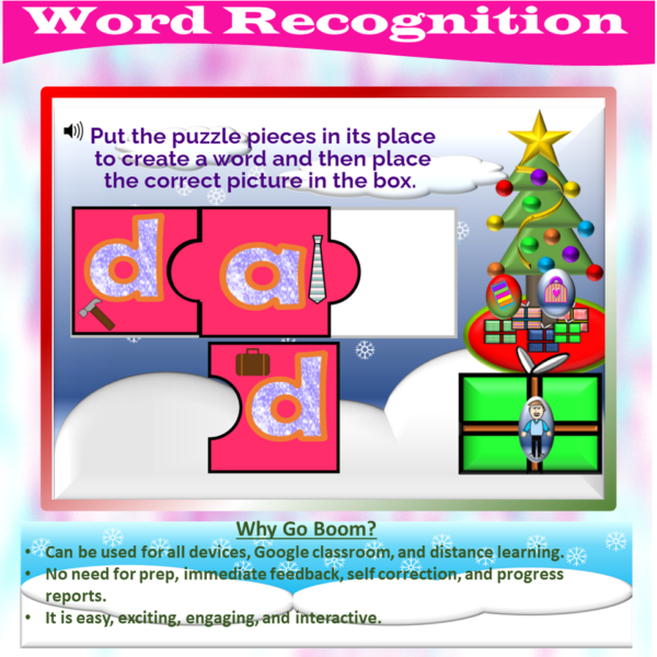 Christmas CVC Short Vowel A Jigsaw Puzzle Boom Cards | Made By Teachers