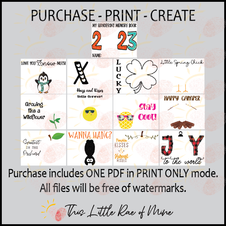 Handprint Memory Book 2023 - handprint Art - Printable - keepsake ...