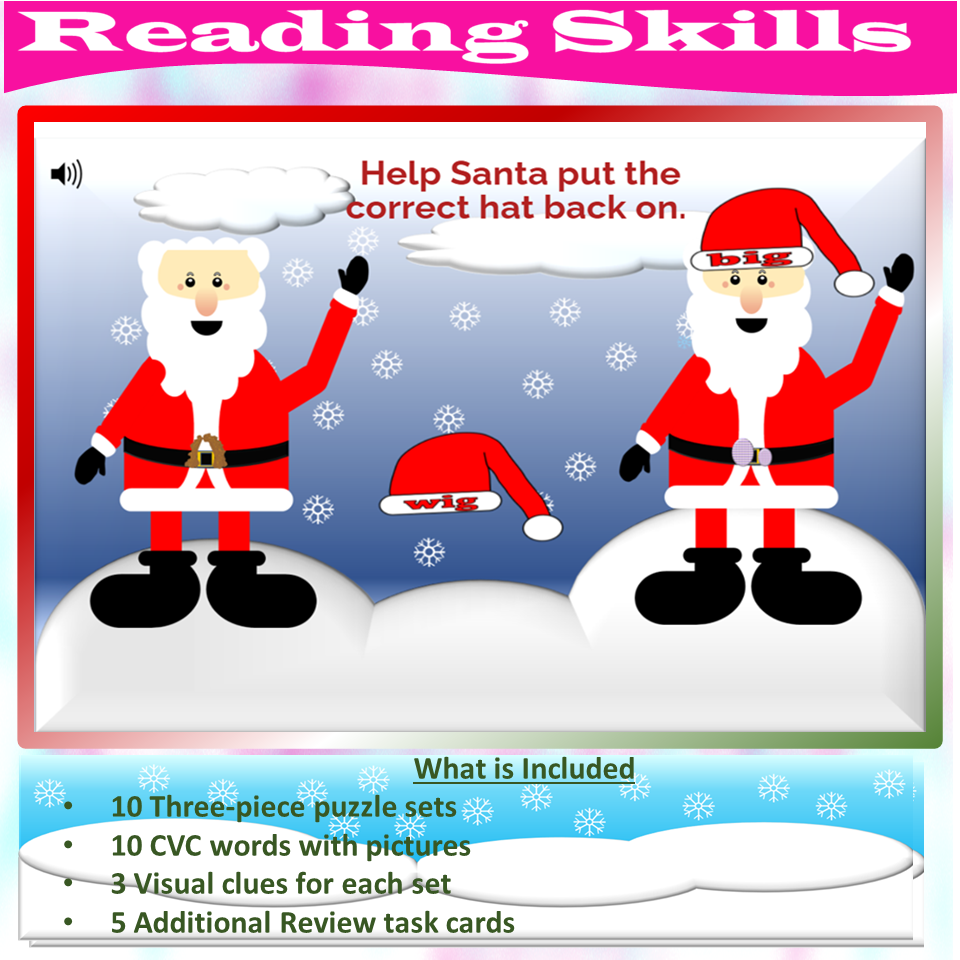 Christmas CVC Short Vowel I Jigsaw Puzzle Boom Cards | Made By Teachers