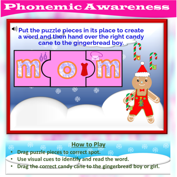 Christmas CVC Short Vowel O Jigsaw Puzzle Boom Cards | Made By Teachers