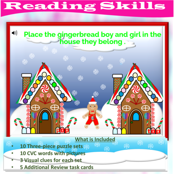 Christmas CVC Short Vowel O Jigsaw Puzzle Boom Cards | Made By Teachers