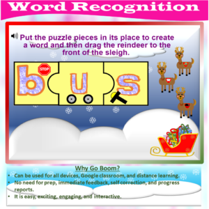 Christmas CVC Short Vowel U Jigsaw Puzzle Boom Cards | Made By Teachers