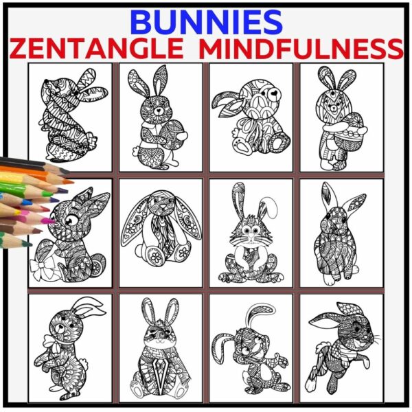 Rabbit Zentangle Coloring Book For Kids,Chinese New Year 2023 ...