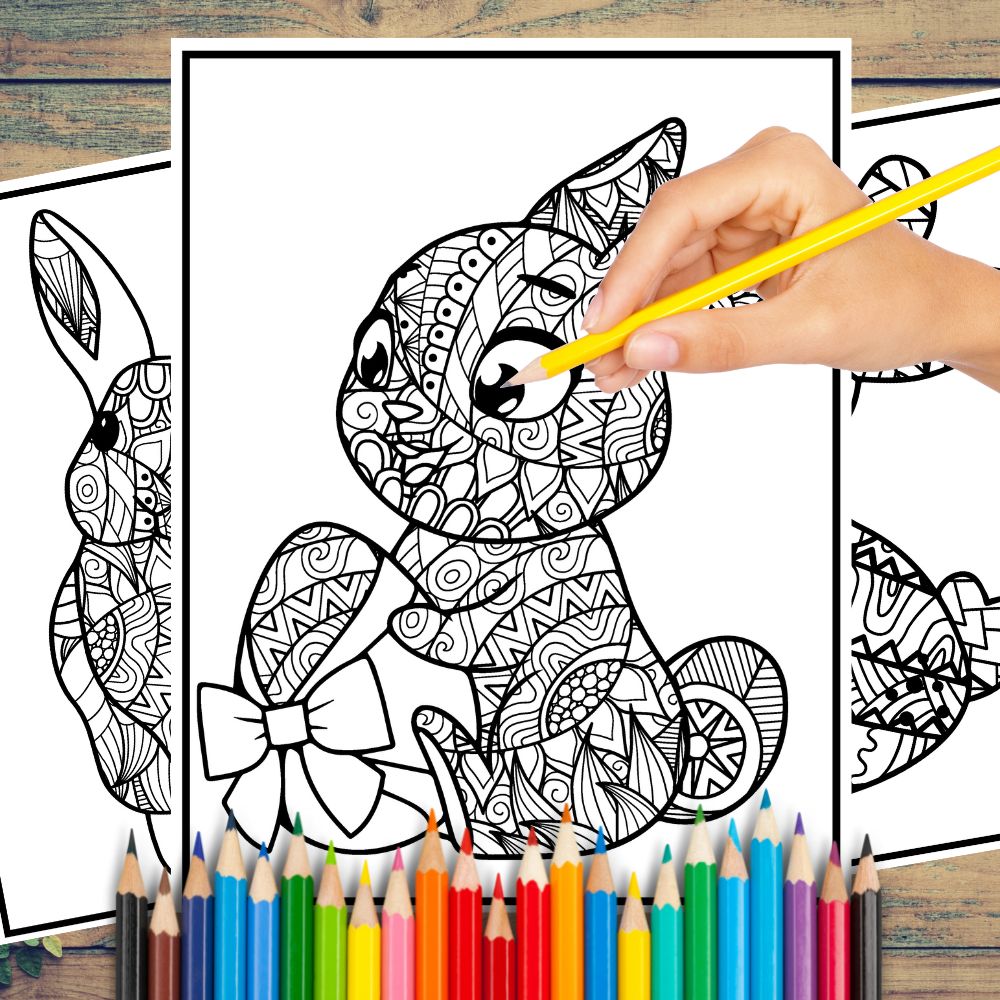 Rabbit Zentangle Coloring Book For Kids,Chinese New Year 2023 ...