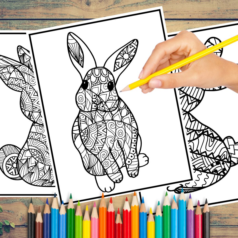 Rabbit Zentangle Coloring Book For Kids,Chinese New Year 2023 ...