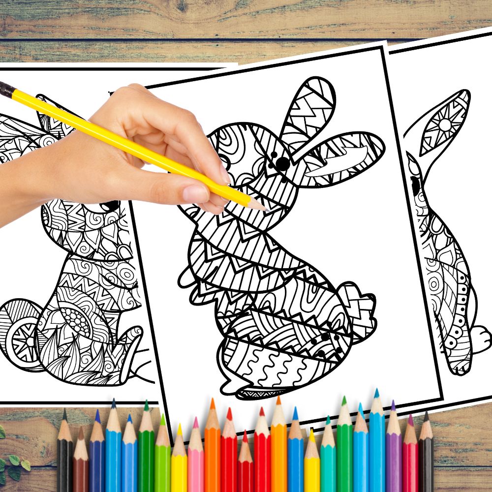 Rabbit Zentangle Coloring Book For Kids,Chinese New Year 2023 ...