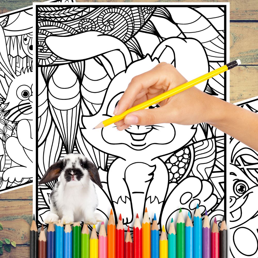 Rabbit Zentangle Coloring Book For Kids,Chinese New Year 2023 ...