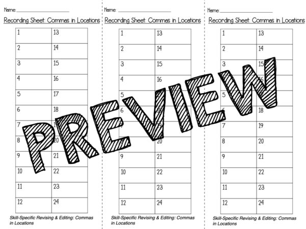 Commas in Locations: Skill-Specific Revising and Editing Task Cards ...