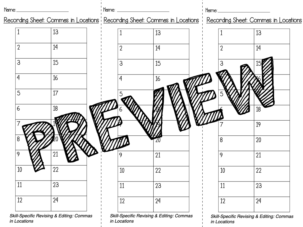 Commas in Locations: Skill-Specific Revising and Editing Task Cards ...