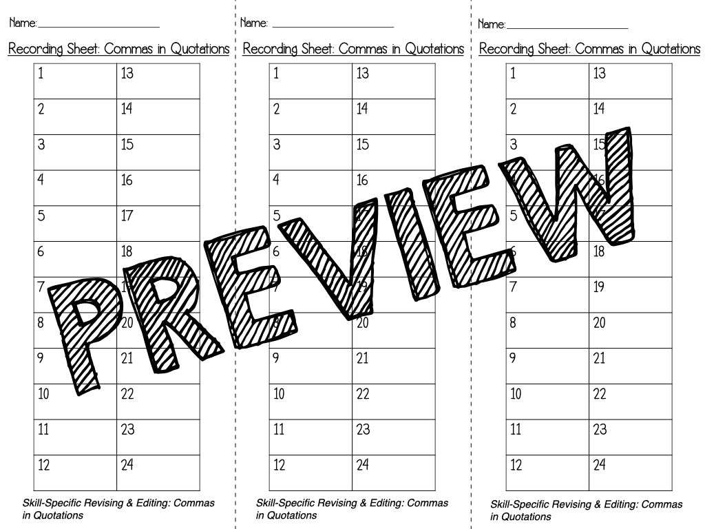 Commas in Quotations: Skill-Specific Revising and Editing Task Cards ...