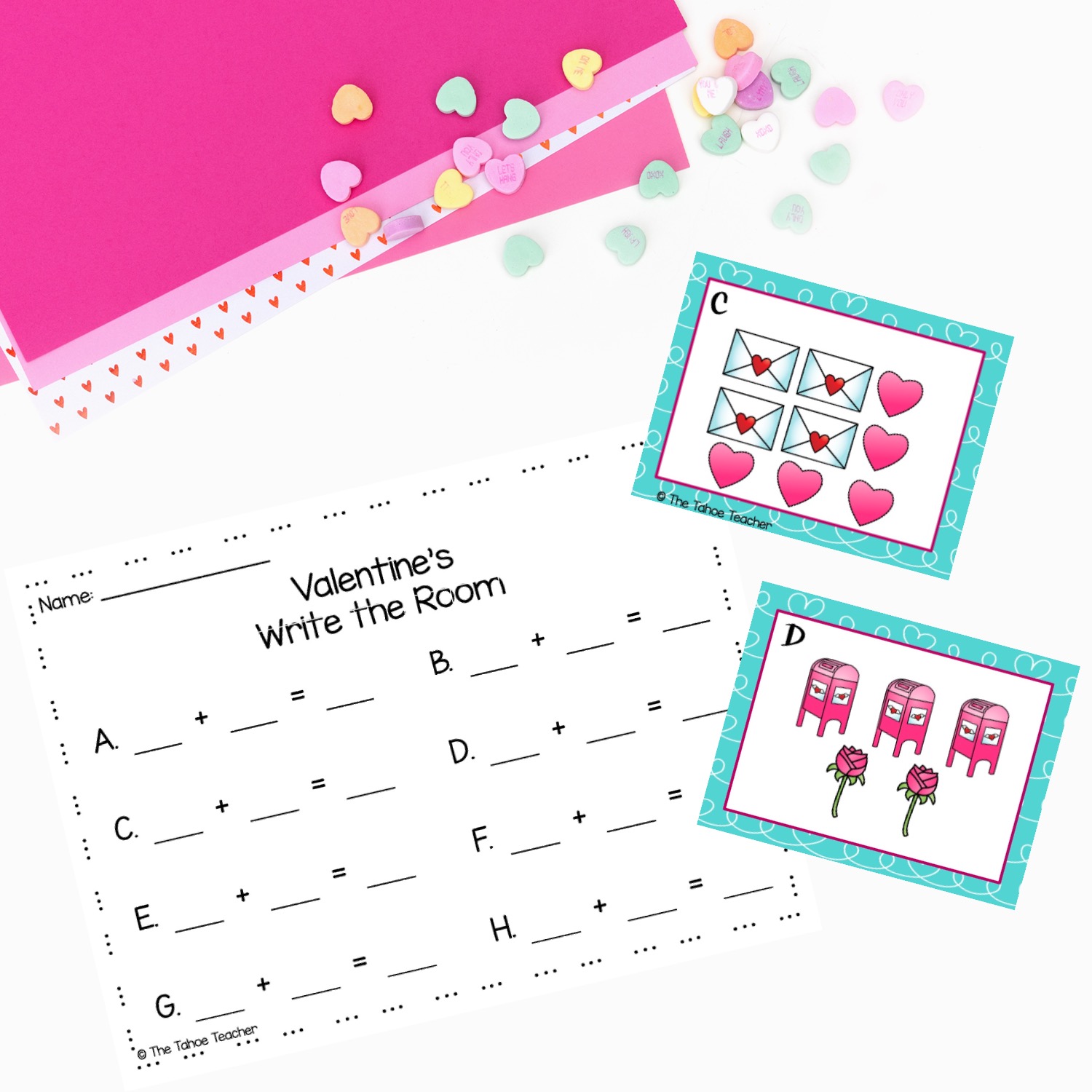 Valentines Addition Write the Room | Made By Teachers