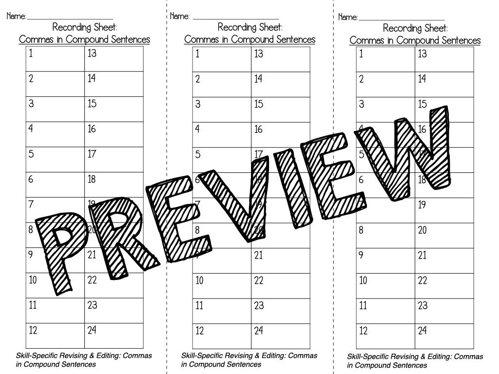 Commas in Compound Sentences: Skill-Specific Revising and Editing Task ...