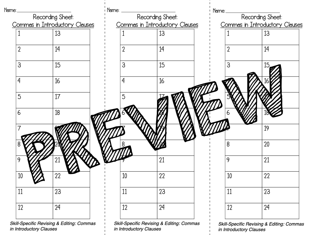 Commas in Introductory Clauses: Skill-Specific Revising and Editing ...