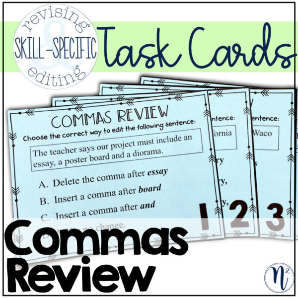 Commas Review: Skill-Specific Revising and Editing Task Cards | Made By ...