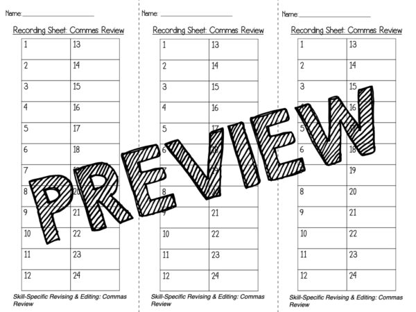 Commas Review: Skill-Specific Revising and Editing Task Cards | Made By ...