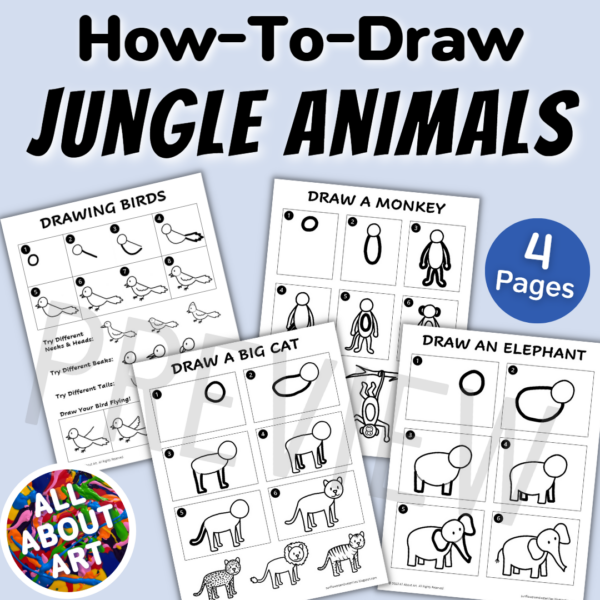 How To Draw Jungle Animals - Easy Directed Drawing Tutorials | Made By ...