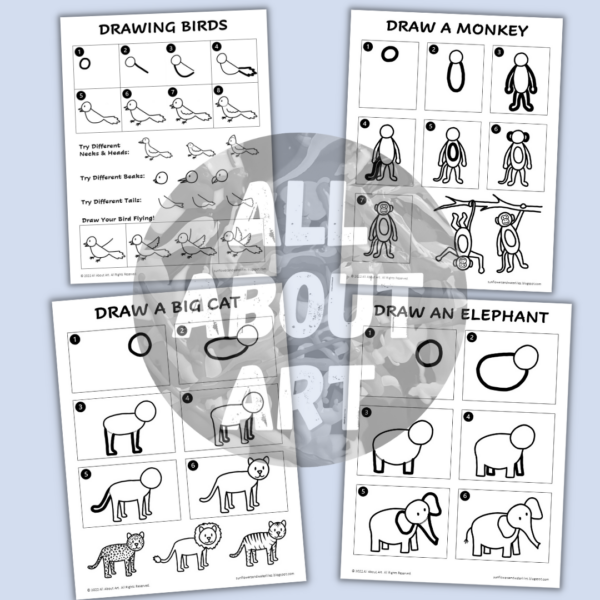 How To Draw Jungle Animals - Easy Directed Drawing Tutorials | Made By ...