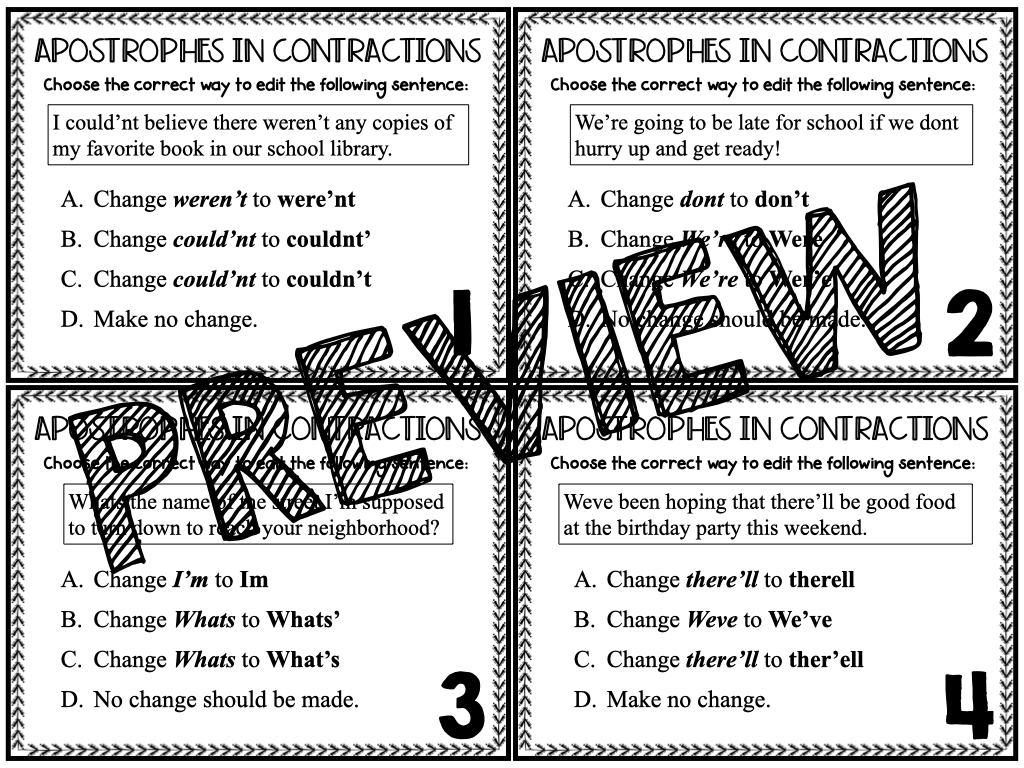 Apostrophes in Contractions: Skill-Specific Revising and Editing Task ...