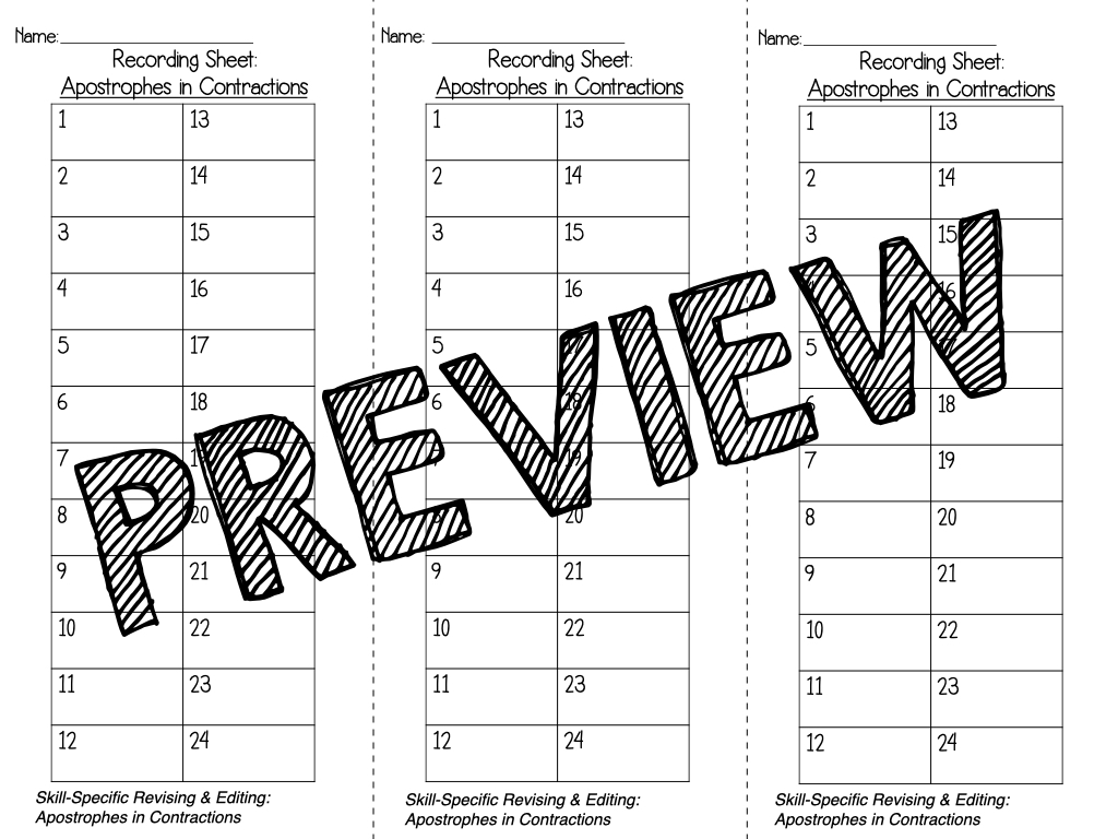 Apostrophes in Contractions: Skill-Specific Revising and Editing Task ...