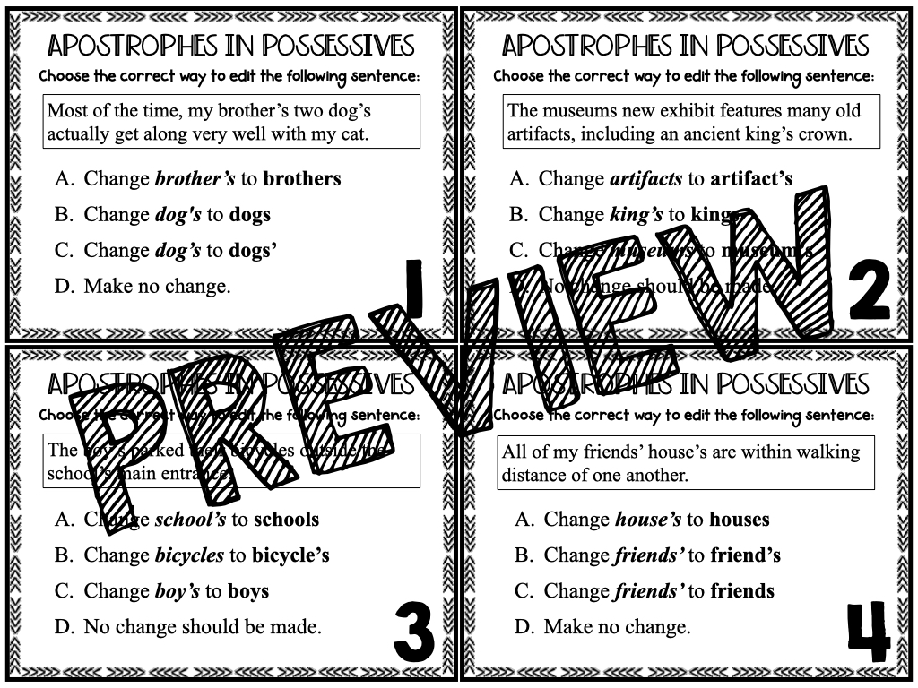 Apostrophes in Possessives: Skill-Specific Revising and Editing Task ...