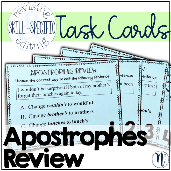 Apostrophes Review: Skill-Specific Revising and Editing Task Cards ...