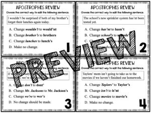 Apostrophes Review: Skill-Specific Revising and Editing Task Cards ...